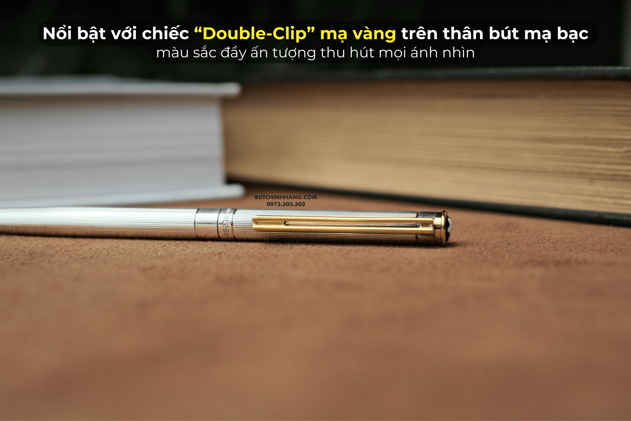 Mạ bạc và vàng trên mẫu bút Montblanc Noblesse Silver Plate Gold Clip ...