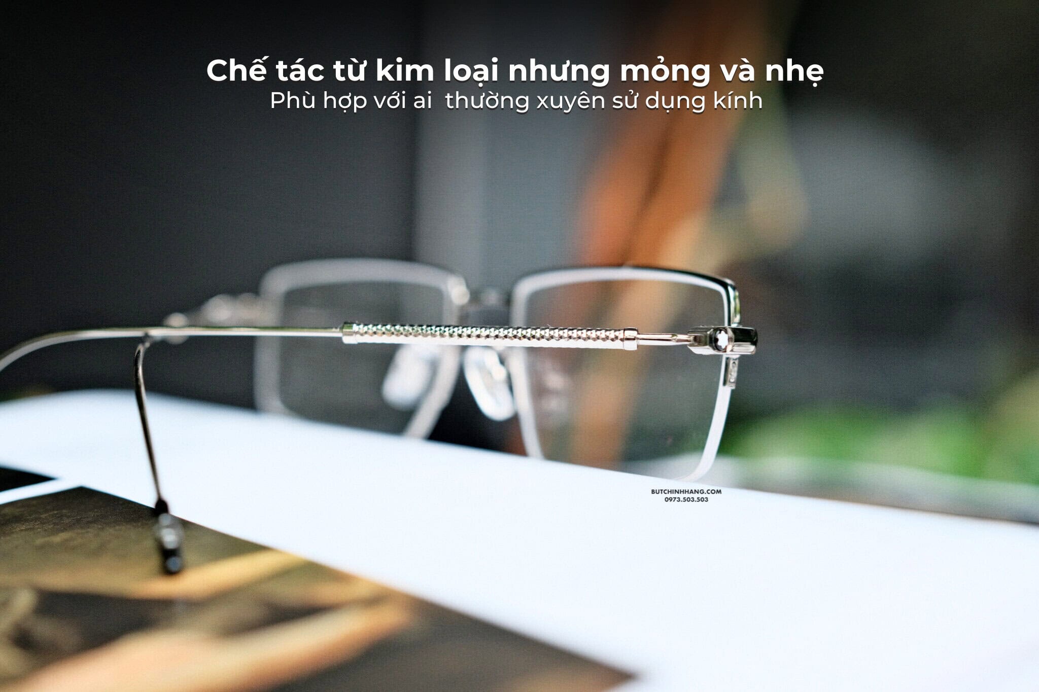 Mẫu gọng kính lấp lánh từ MBlanc - Phiên bản Semi – Rimless Silver ...